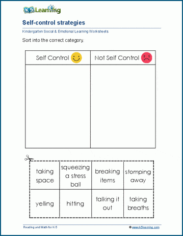 Self-Control Worksheets | Worsheets library - Worksheets Library