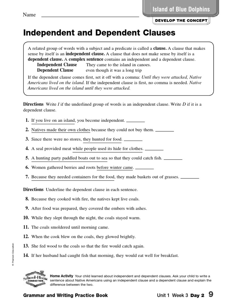 9th Grade Clauses Worksheets II PDF Clause Leather Worksheets