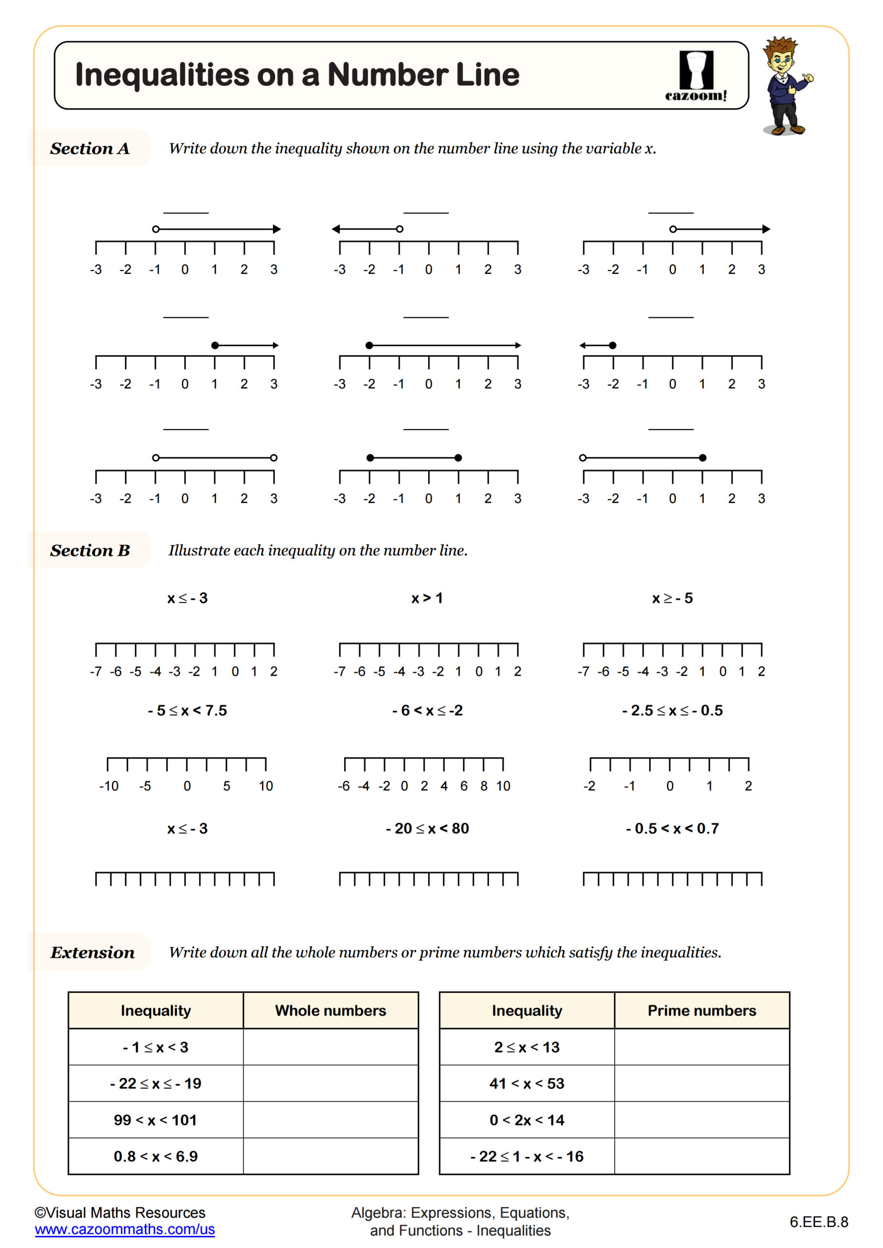 Free inequalities on a number line, Download Free inequalities on a ...
