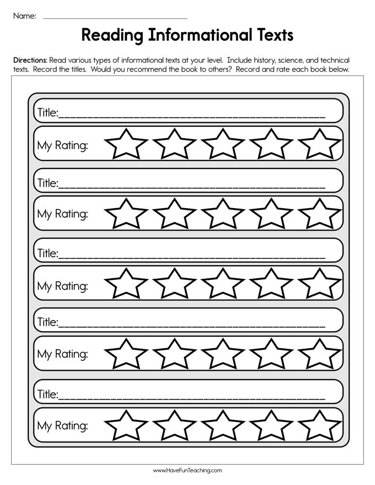 Reading Informational Texts Worksheet - Have Fun Teaching - Worksheets Library