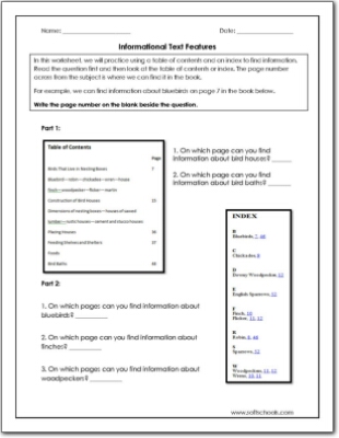 Informational Text Features Worksheet - Worksheets Library