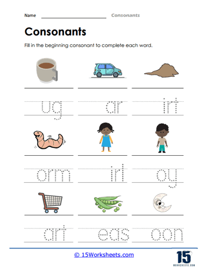 Consonant Sounds of Beginning Letter-2 - skoolon.com - Worksheets Library