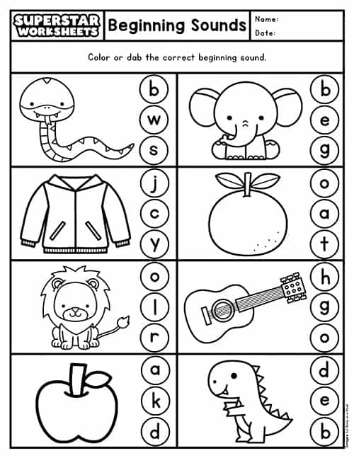 Beginning Sounds Worksheets - Superstar Worksheets - Worksheets Library