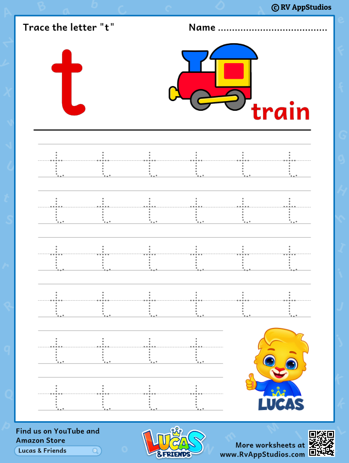 Trace Lowercase Letter t Worksheet for FREE! - Worksheets Library