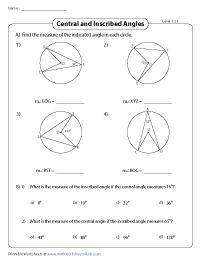 Inscribed Angles and Central Angles Worksheets - Worksheets Library