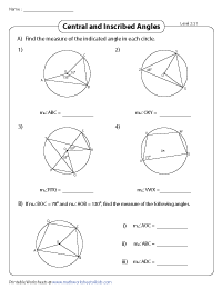 Inscribed Angles and Central Angles Worksheets - Worksheets Library