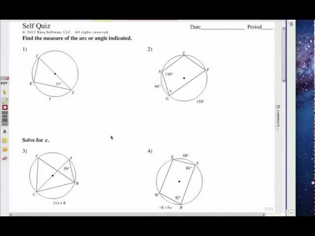 How to Study Central and Inscribed Angles of a Circle: Self Quiz 1 ...