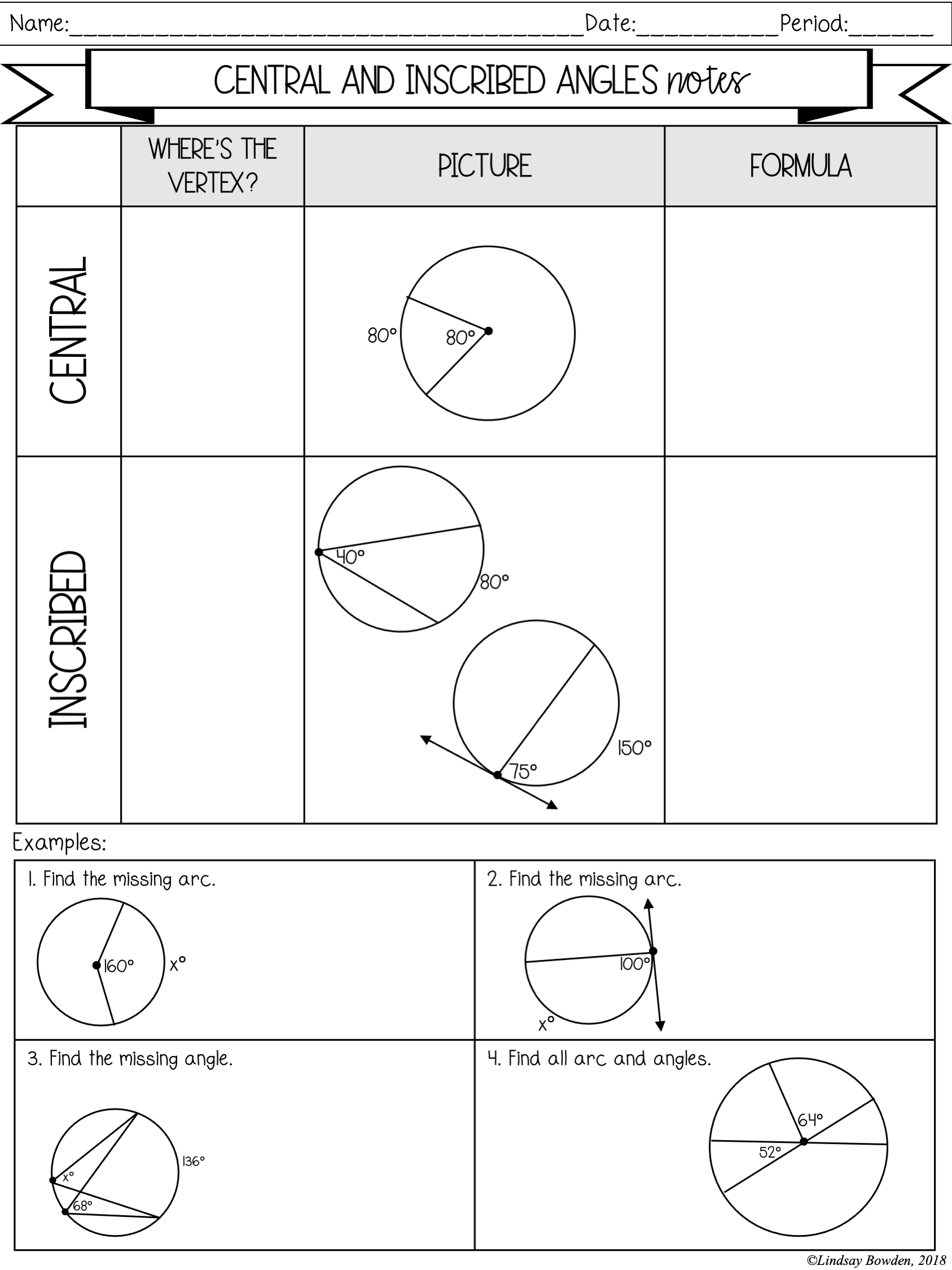 Inscribed Angles in Circles | CK-12 Foundation - Worksheets Library
