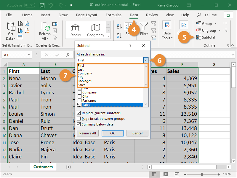 Excel Subtotal | CustomGuide - Worksheets Library