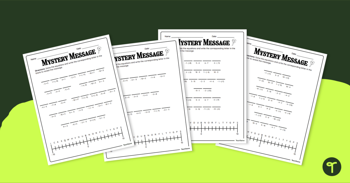 Adding And Subtracting Integers Codebreaker Worksheets Teach