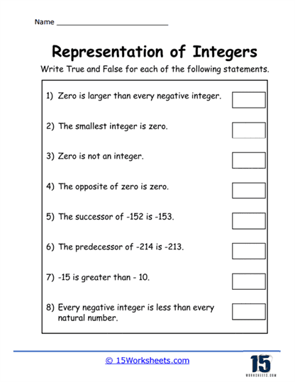 Representation of Integers Worksheets - 15 Worksheets.com - Worksheets Library