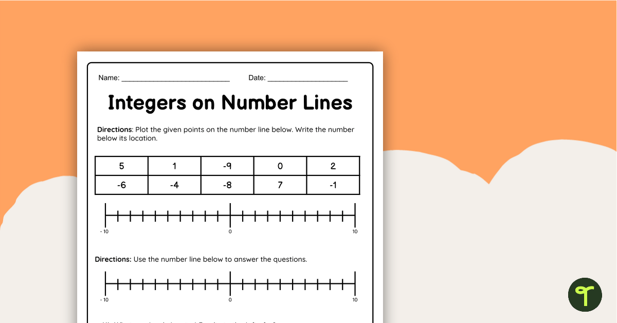 Subtracting Integers Using Number Lines Worksheet Education