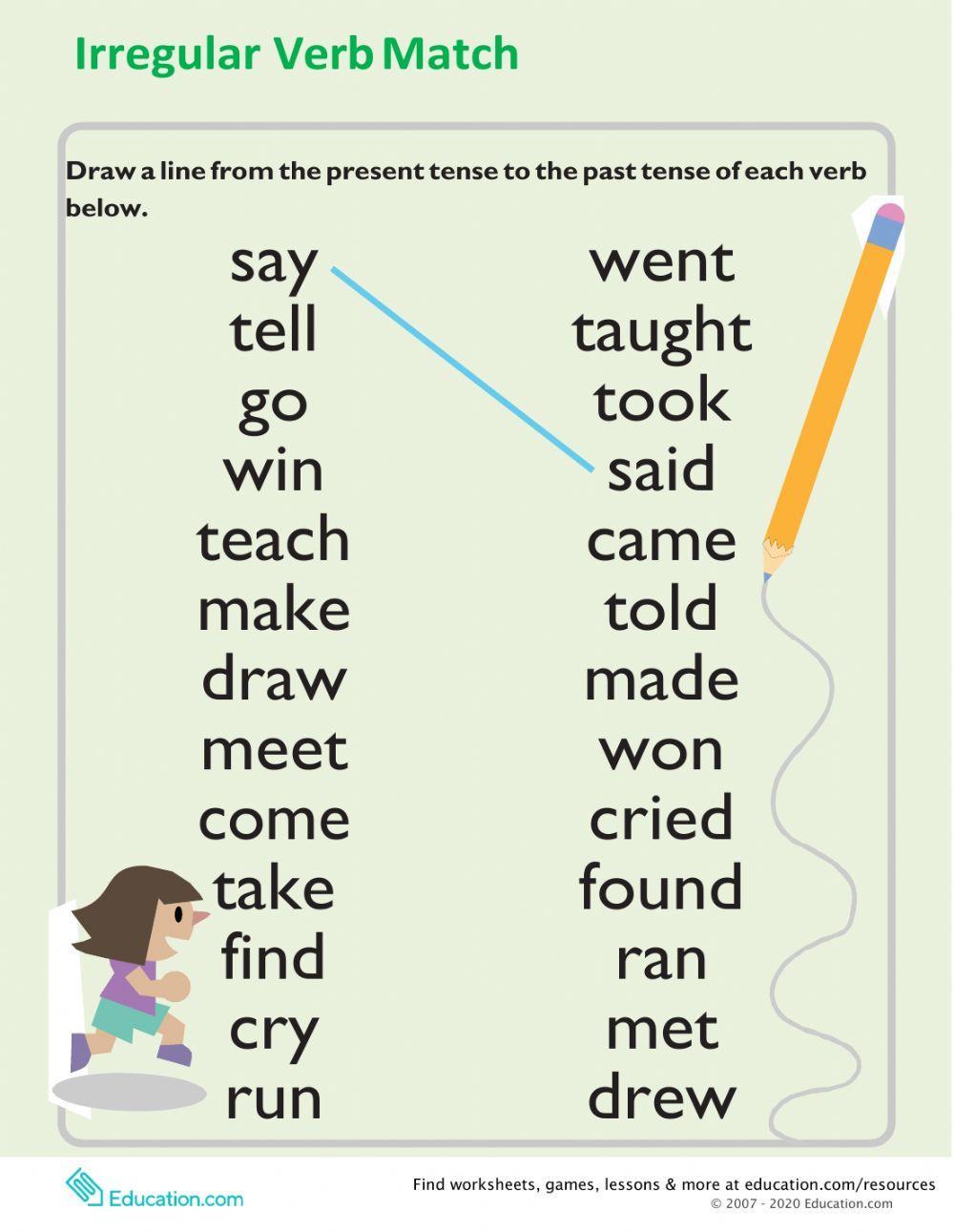 IRREGULAR VERB MATCH worksheet | Live Worksheets - Worksheets Library