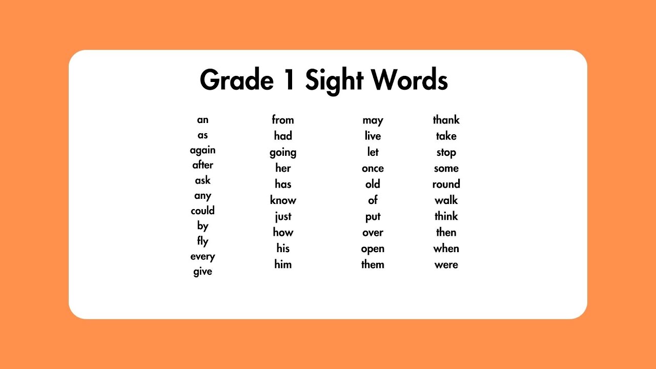 Grade 1 Sight Words - Worksheets Library