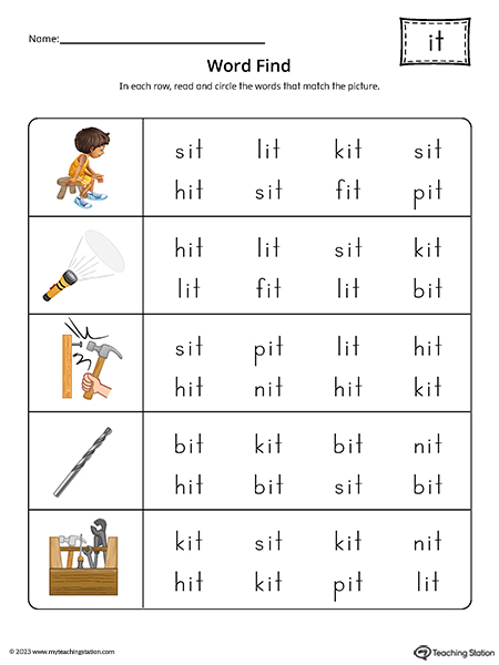 IT Word Family Word Find Printable PDF | MyTeachingStation.com - Worksheets Library