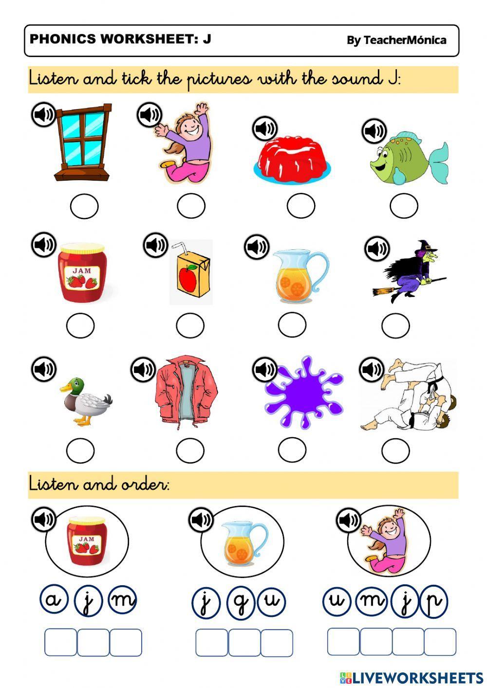 PHONICS j worksheet | Live Worksheets - Worksheets Library