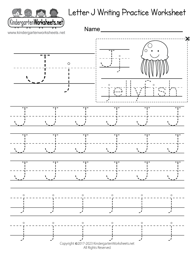 Free Printable Letter J Writing Practice Worksheet - Worksheets Library