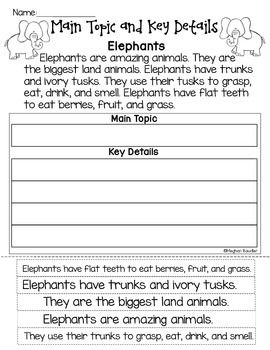 Main Topic and Key Details Cut and Paste - Worksheets Library