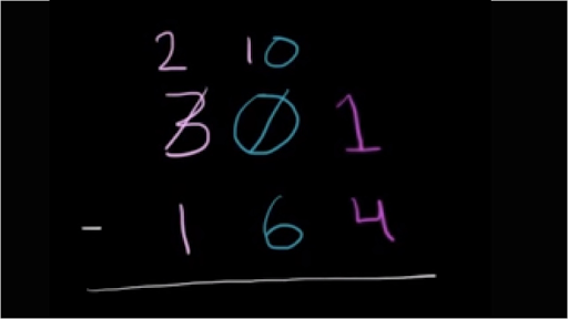Worked Example Subtracting 3 Digit Numbers Regrouping From 0