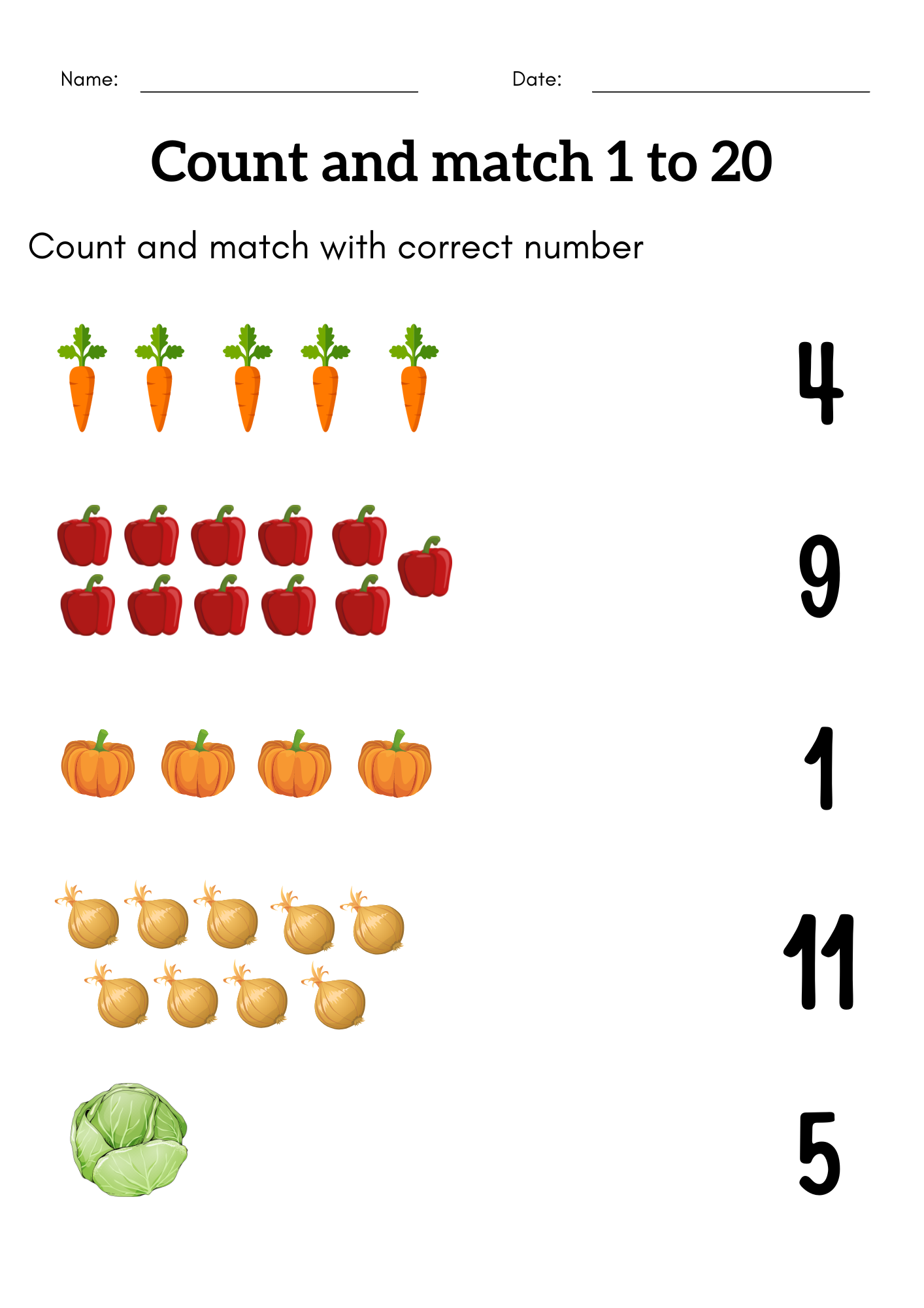 kindergarten count and match worksheets 1 - 20 - counting to 20 worksheets - Worksheets Library