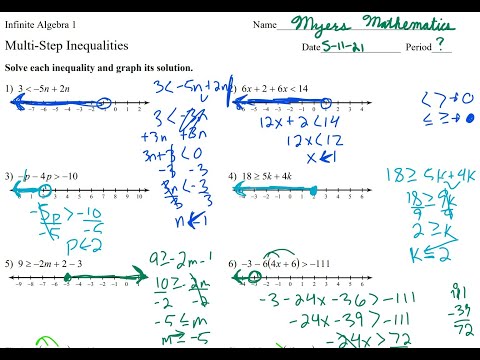 Multi Step Inequalities- Algebra 1 Kuta Worksheet Series - YouTube ...