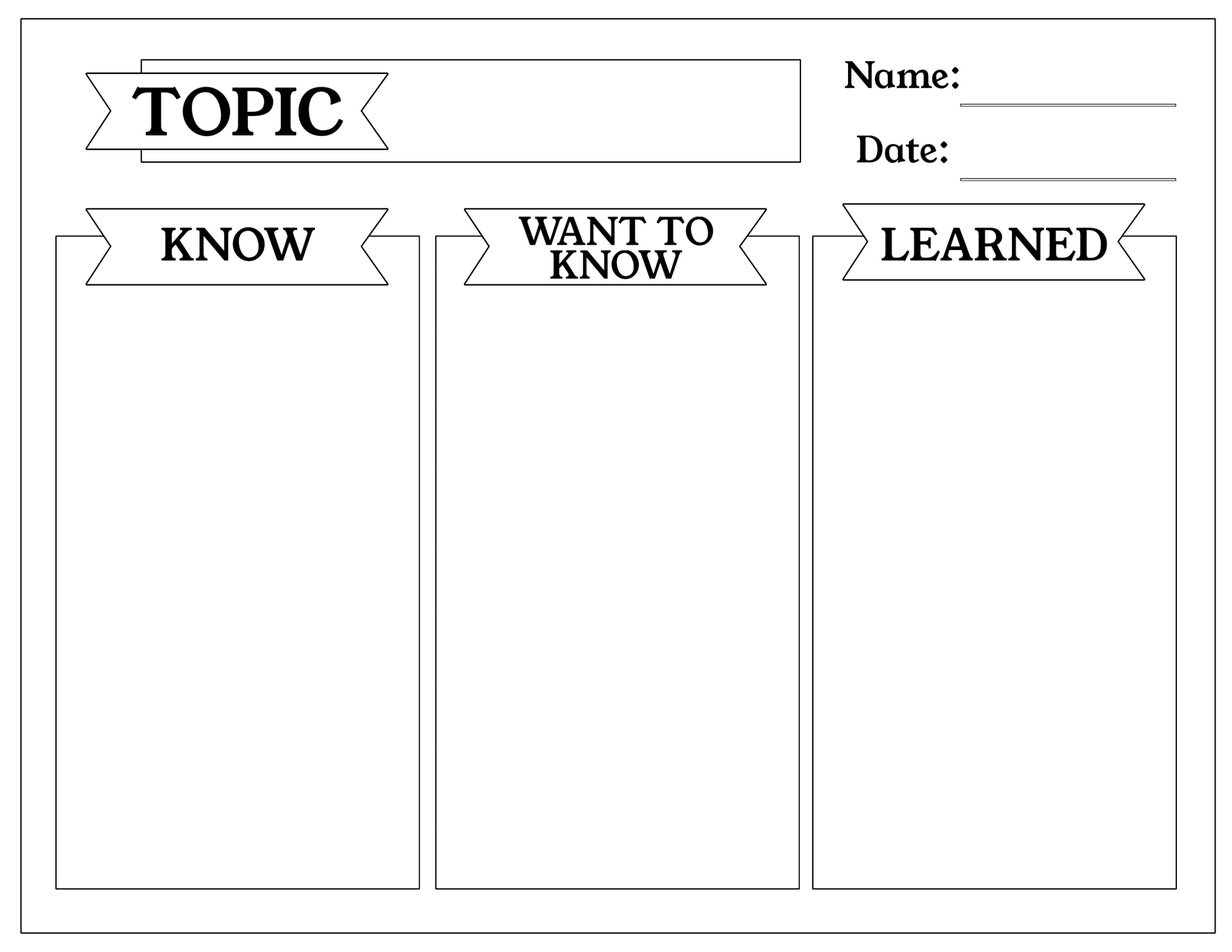 Free KWL Chart Printable Graphic Organizer - Paper Trail Design ...