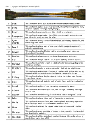 Landforms: 60 Landforms - Vocabulary | PDF - Worksheets Library
