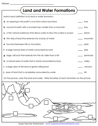 Landforms and Bodies of Water - Worksheets Library