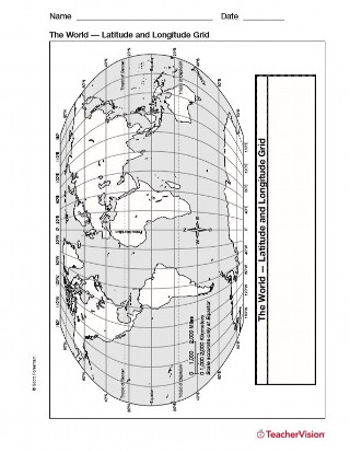 Latitude and Longitude Map - Geography Printable (3rd-8th Grade ...