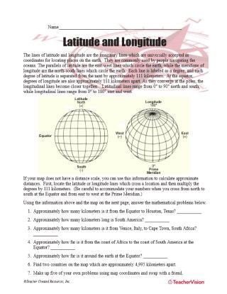 Latitude and Longitude - Geography Printable (5th-8th Grade ...
