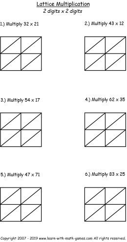 Free lattice multiplication worksheet 3 by 1, Download Free lattice ...
