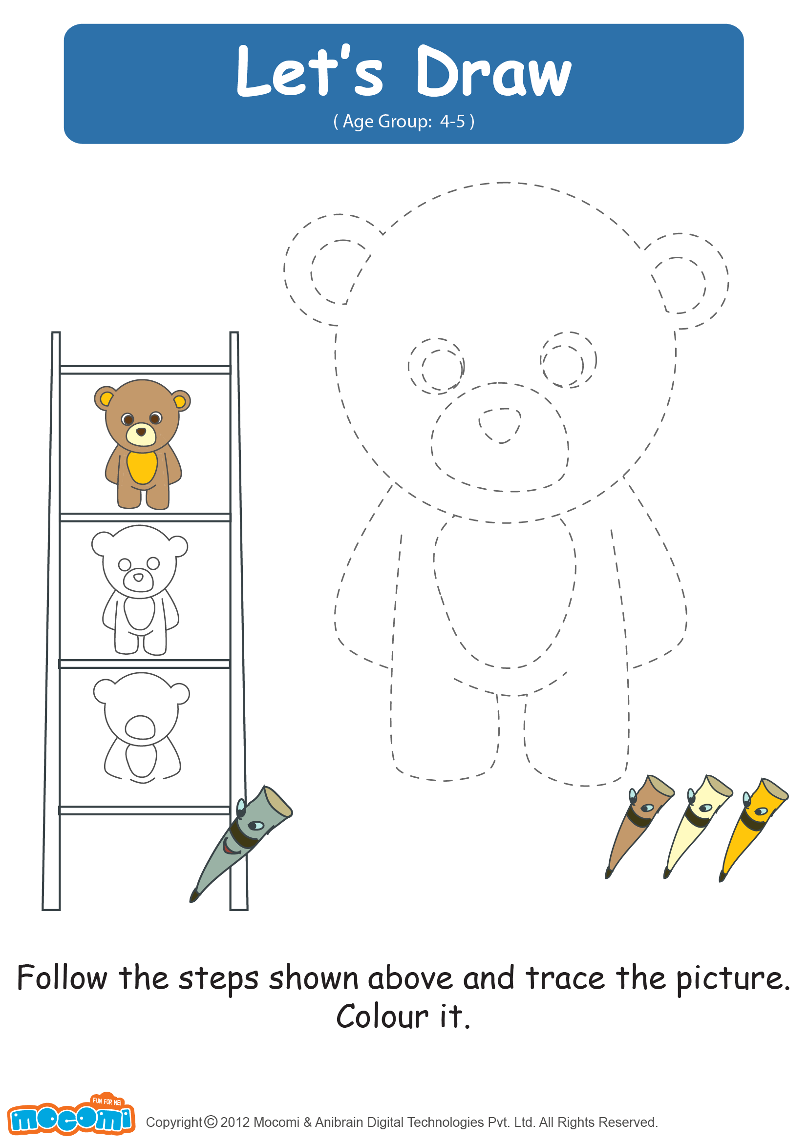 Lets Draw a Teddy - Drawing Worksheets for Kids | Mocomi - Worksheets ...