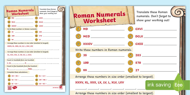 Roman Numerals Worksheet | History | Maths | Cifre Romane - Worksheets ...