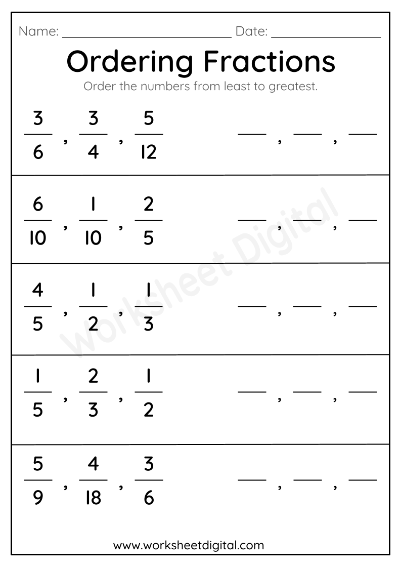 Free Least To Greatest Fractions Worksheet Download Free Least To Free Least To Greatest Fractions Worksheet Download Free Least To