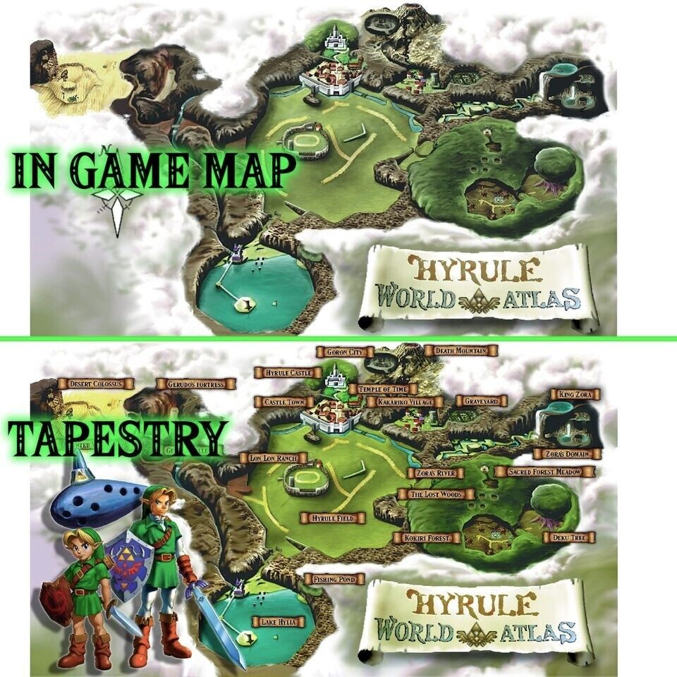 5x3 foot Zelda 64 Ocarina of Time map banner Link Nintendo 64 ... - Worksheets Library
