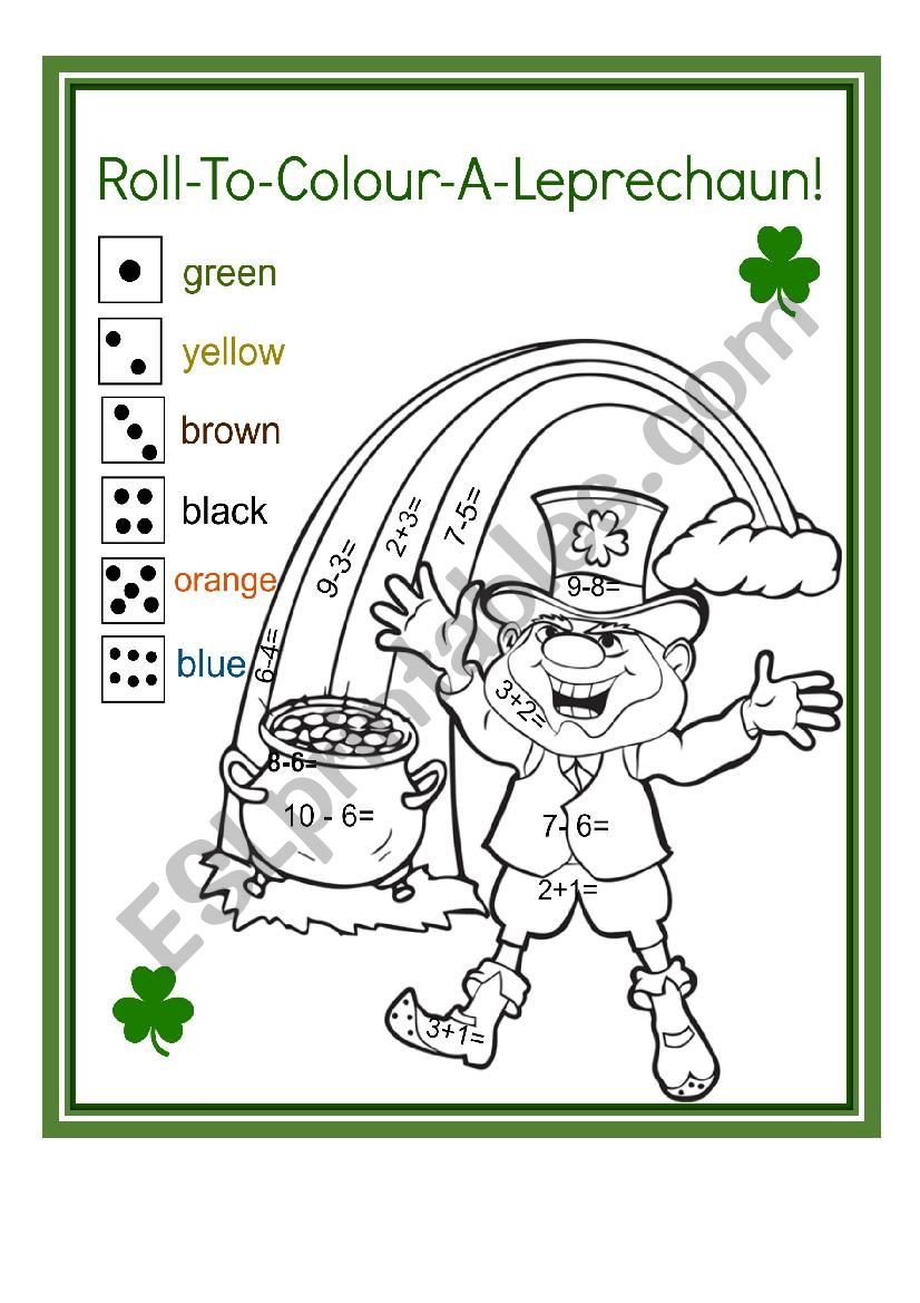 St. Patrick´s Day - Roll and colour a Leprechaun. - ESL worksheet ...