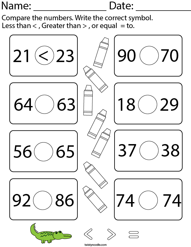 Less Than Worksheet Printable Worksheets For Comparing Numbers Less Than Worksheet Printable Worksheets For Comparing Numbers