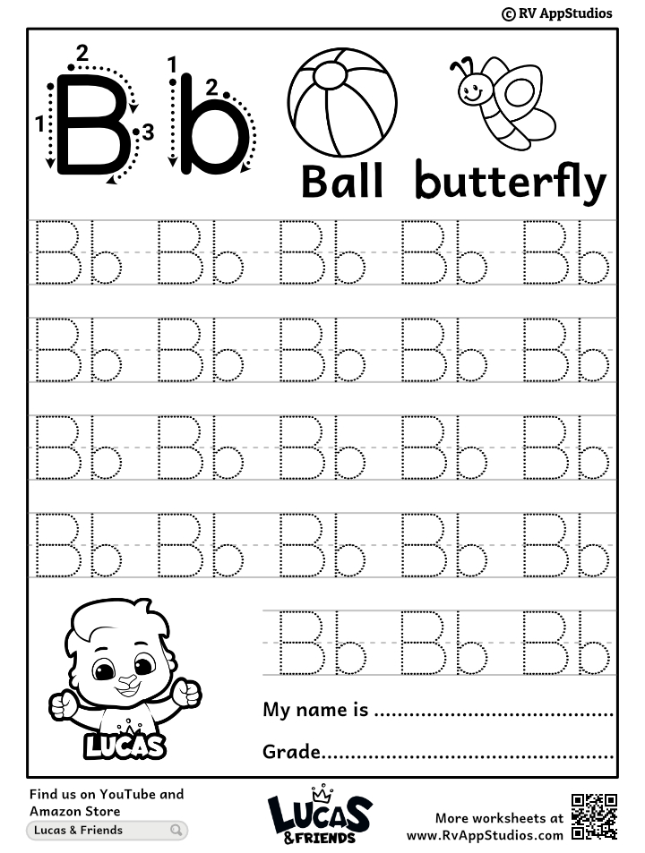 Letter B Tracing Worksheets for Kids Online - SplashLearn - Worksheets Library