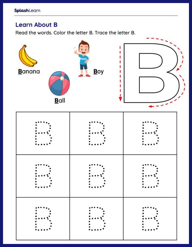 Letter B Tracing Worksheets for Kids Online - SplashLearn - Worksheets Library