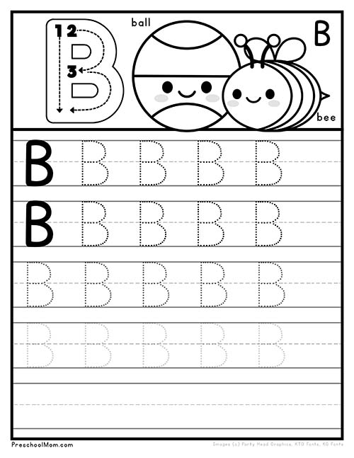 Letter B Preschool Printables - Preschool Mom - Worksheets Library