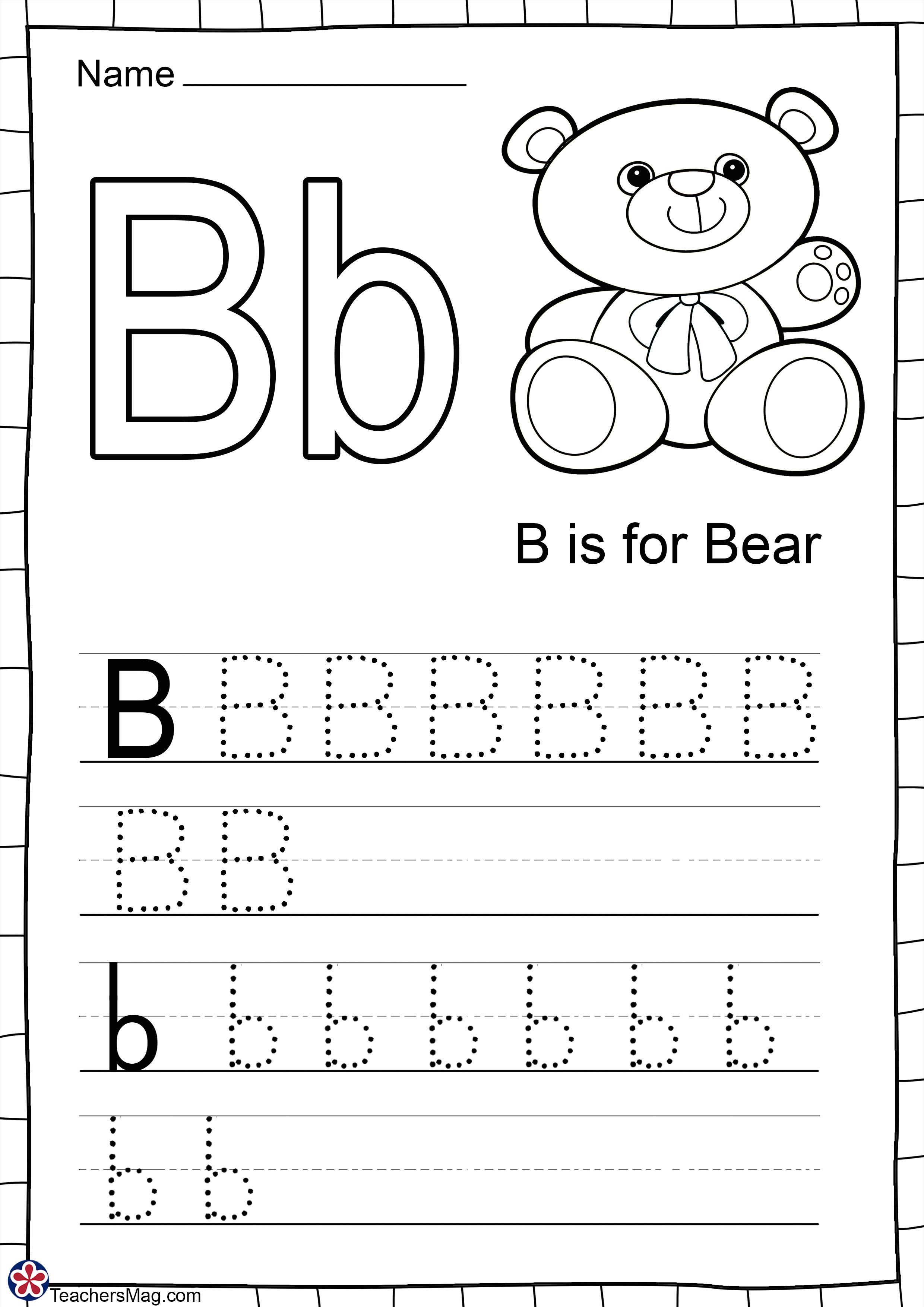 Letter B Free Worksheets. TeachersMag.com - Worksheets Library