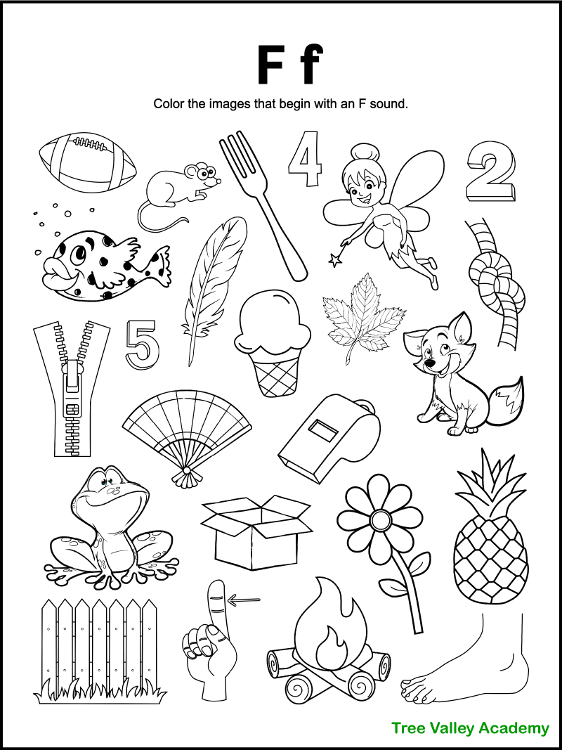Letter F Sound Worksheets - Tree Valley Academy - Worksheets Library