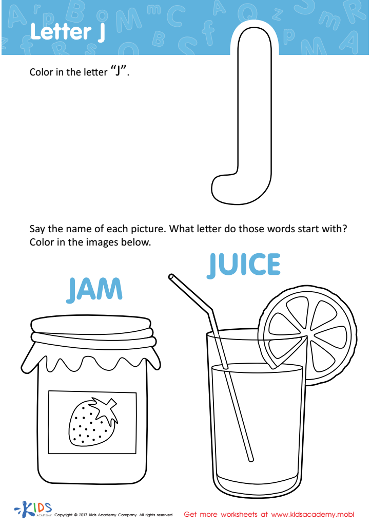 Letter J Printable: Letter J Coloring Sheet, Free Letter J ... - Worksheets Library