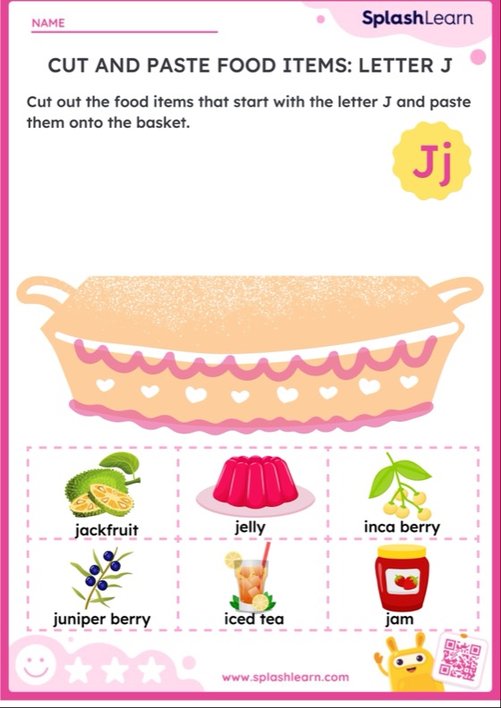 Cut and Paste Food Items: Letter J Worksheet - ELA Worksheets ... - Worksheets Library