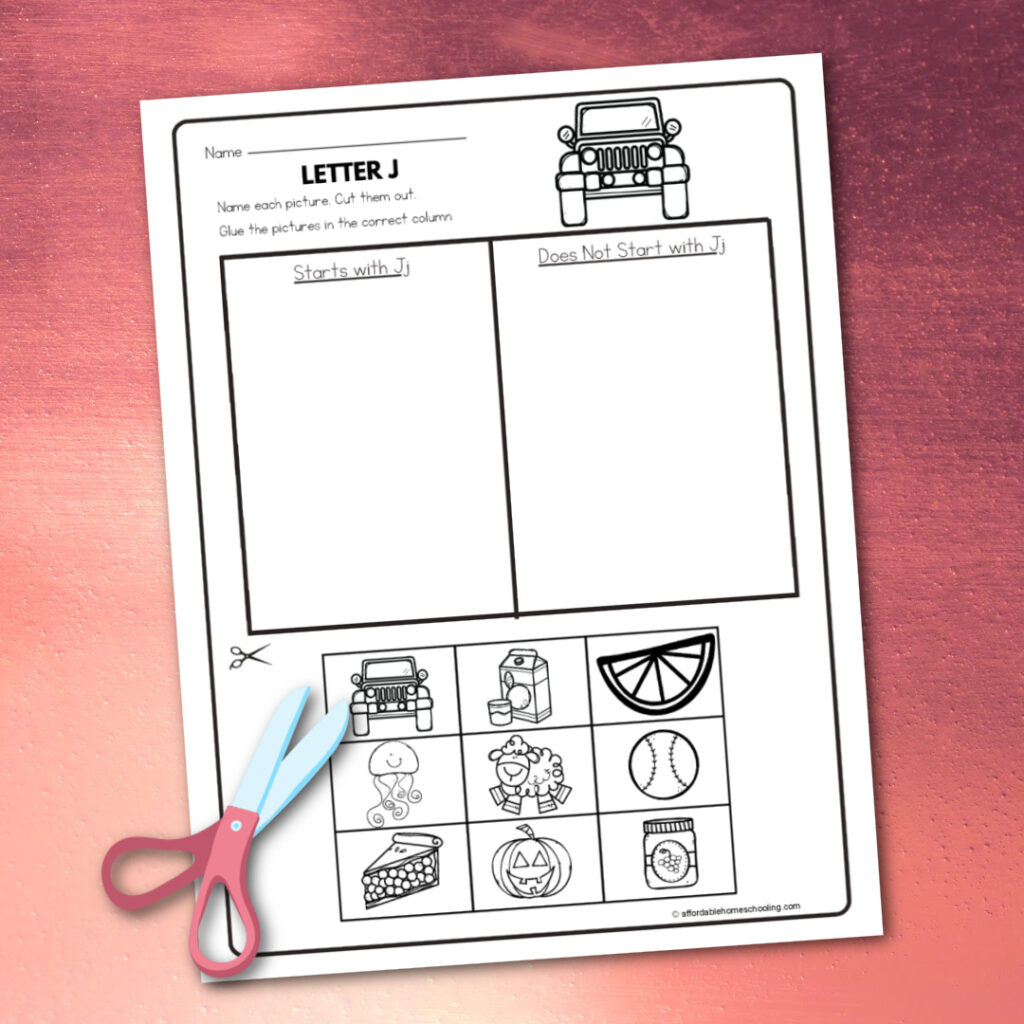 Letter J Cut and Paste Worksheets - Worksheets Library