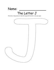 The Letter J Cut and Paste Worksheet for Kindergarten - 1st Grade ... - Worksheets Library
