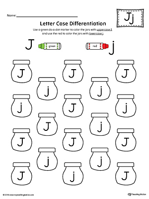 Letter Case Recognition Worksheet: Letter J | MyTeachingStation.com - Worksheets Library