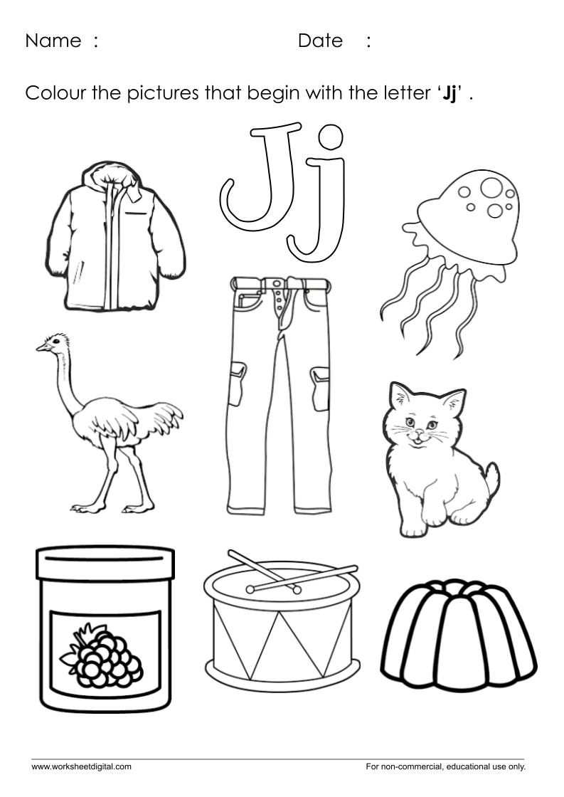 Letter J Worksheet for Kindergarten - Worksheet Digital - Worksheets Library