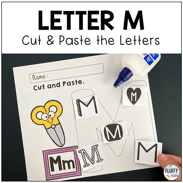 Exciting Letter M Cut and Paste Worksheets - FluffyTots - Worksheets Library
