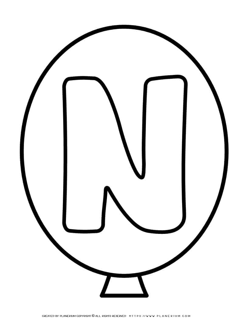 Outline Balloon - Letter N | Planerium - Worksheets Library